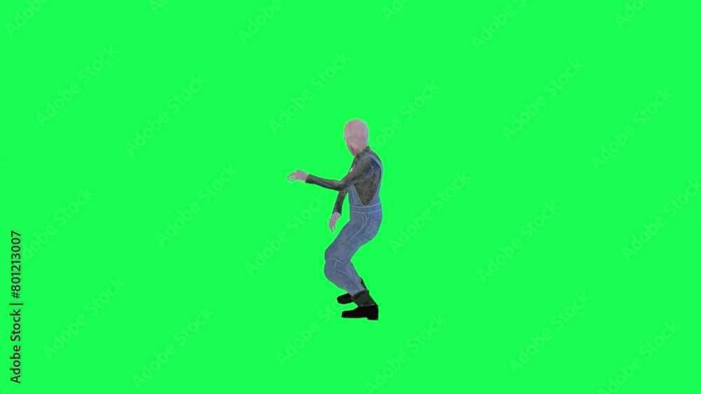 3d cartoon man green screen right angle dancing robot hips 3d people ...