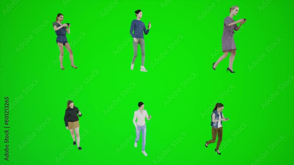 Vidéo Stock Six women walking in the neighborhood and playing on the ...