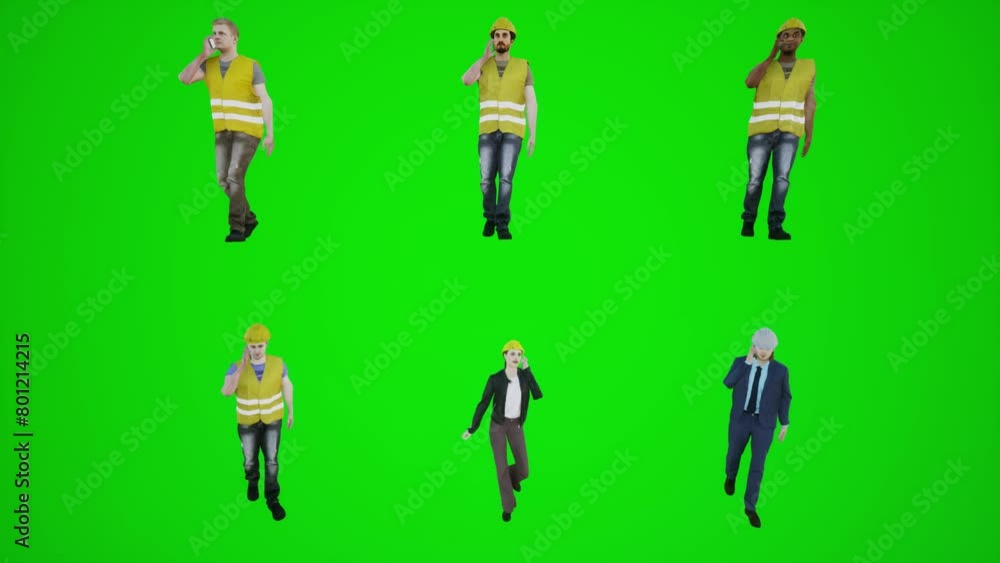 Workers and engineers walking in the building talking 3D animation on ...