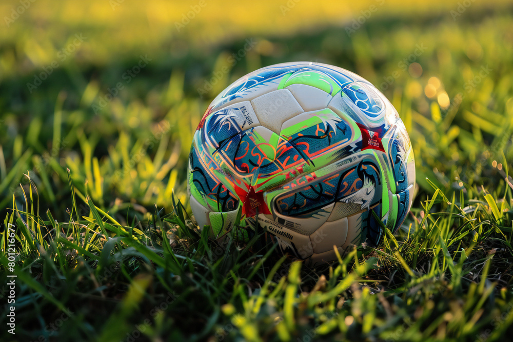 Grassland Game: Soccer Ball in the Turf Football resting in the lush ...