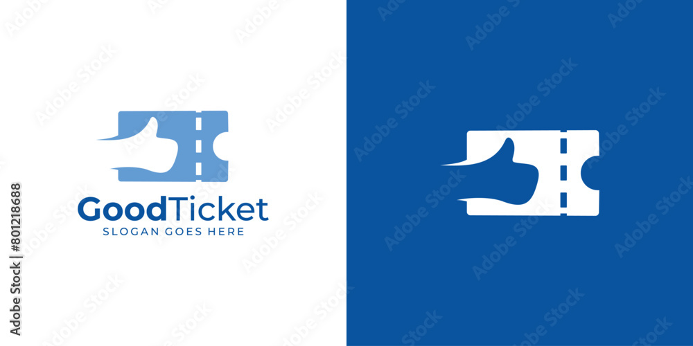 Simple Good Ticket Logo. Ticket and Thumbs Up Logo Suitable for Travel ...