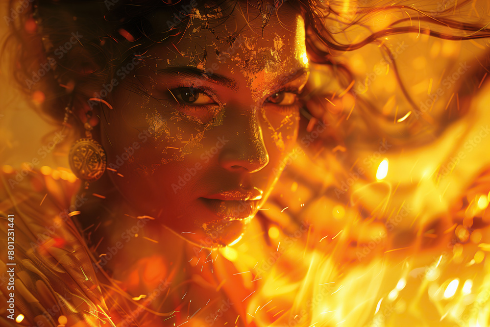 Greek Mythology concept. Portrait of a young brunette woman as goddess ...