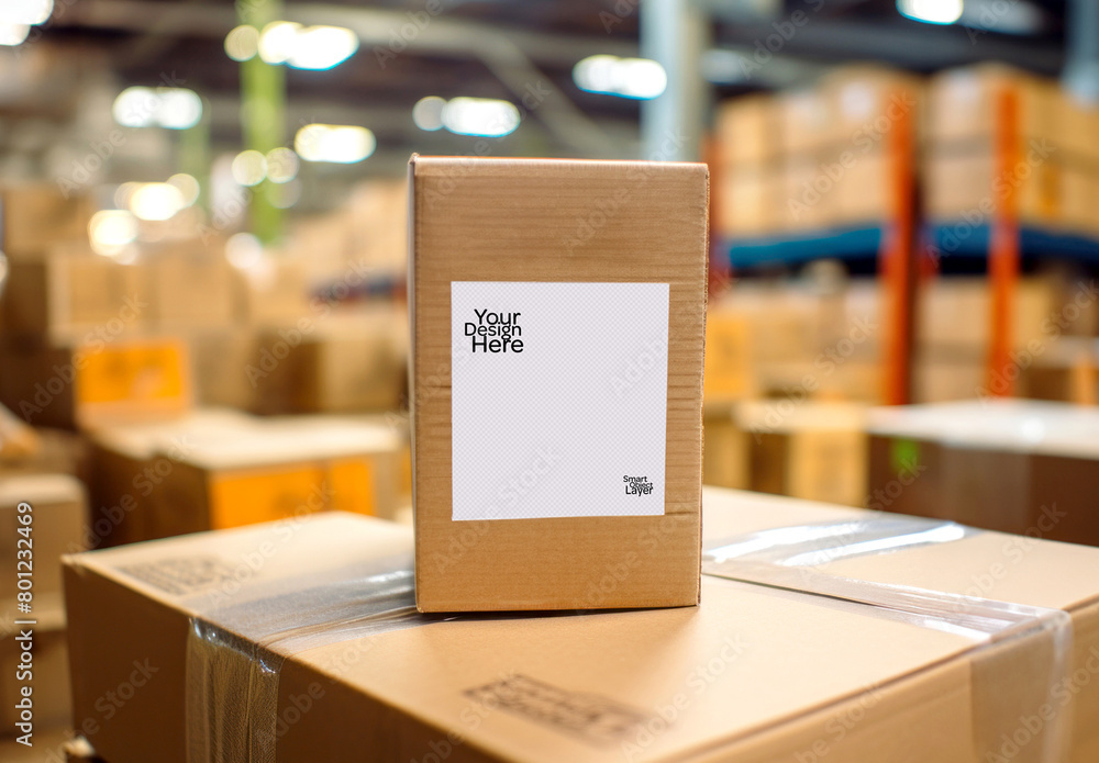 Cardboard box slip sticker Mockup with Generative AI Stock Template ...