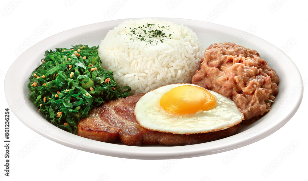 Foto de prato com tutu de feijão acompanhado de arroz branco, ovo frito ...