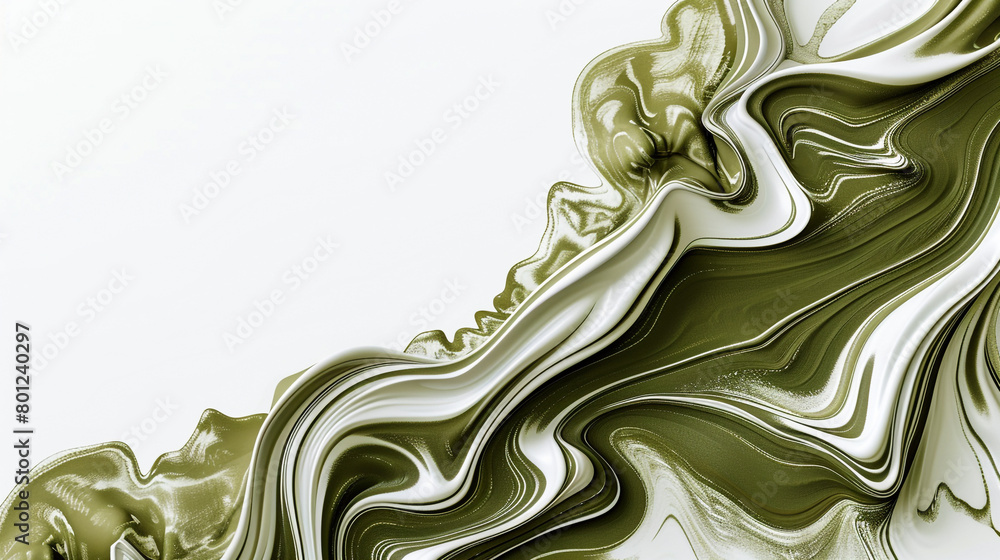 A striking ultra HD image of swirling waves in olive green and pearl ...