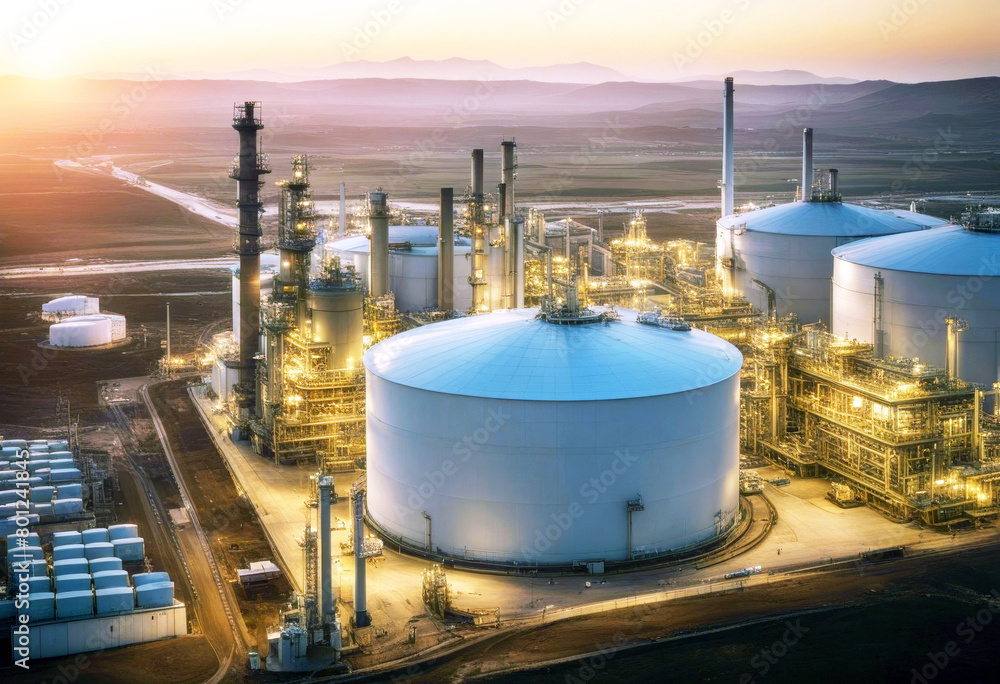 'barrel chemical energy power business twilight background plant ...