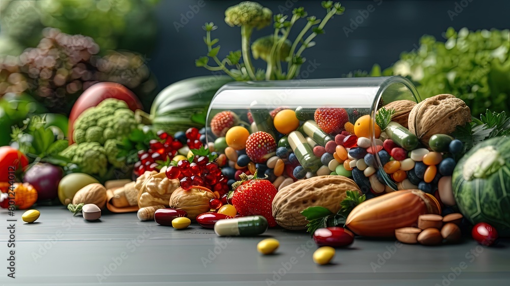 Nutritional Supplement Capsules with Fruits, Vegetables, Nuts, and ...
