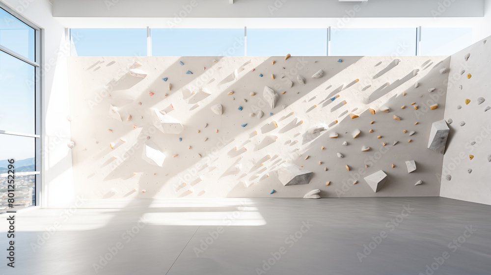 Climbing white wall with minimal artificial elements in the Bouldering ...