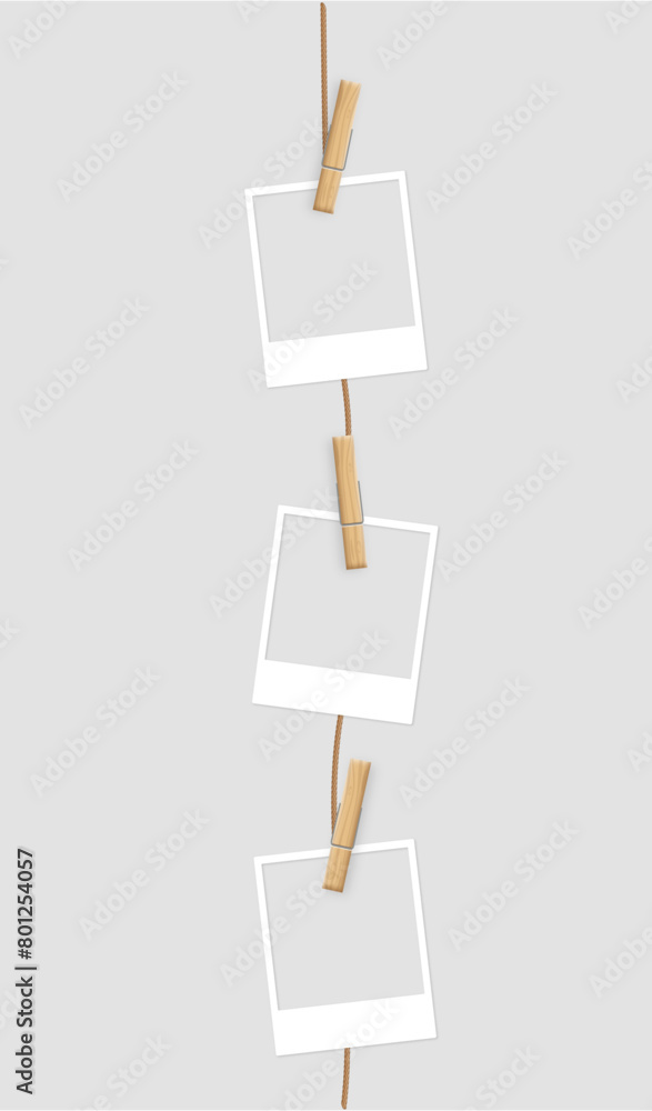 real string polaroids hanging down no backgrounds Stock Vector | Adobe ...