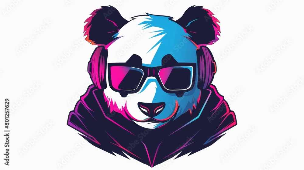 Mascot logo design of a panda with bold line. Clipart vector ...