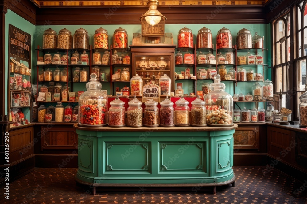 A Nostalgic Journey Back in Time: A Vintage Candy Store with Wooden ...