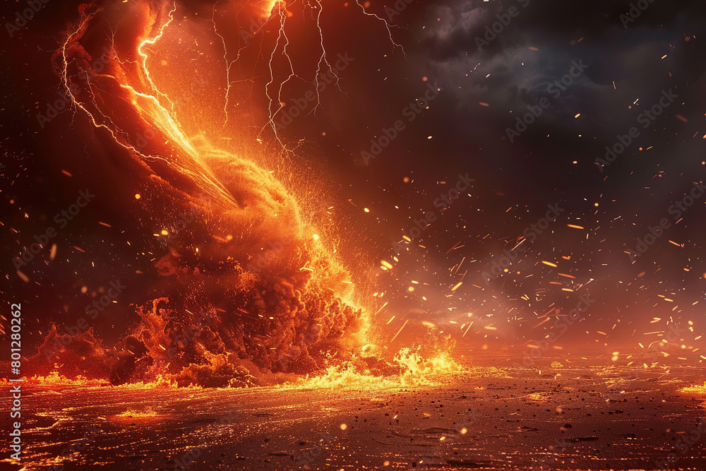 Generative ai on theme of scary huge hurricane fire tornado ...