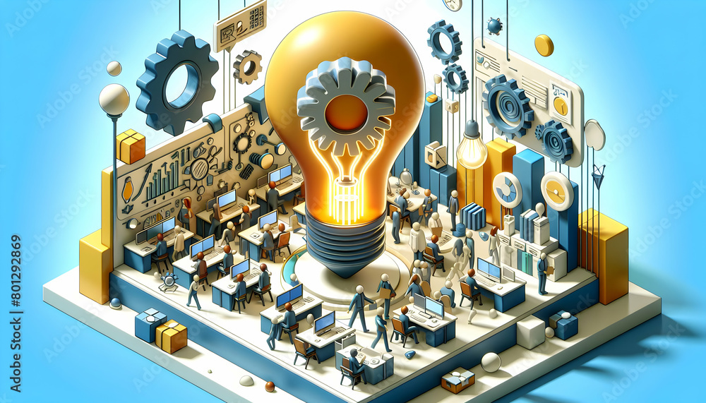 Cartoon 3D Icon of Collaborative Innovation Hub: Visionary ...