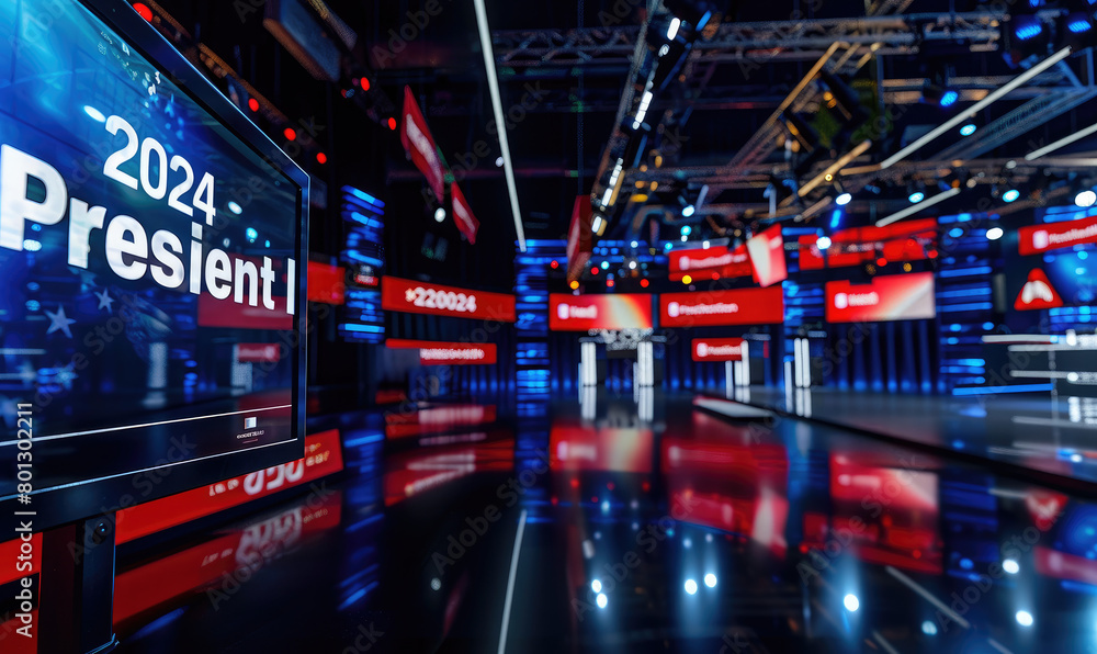 A digital sign with the words "2024 Presidential election" on it, set ...