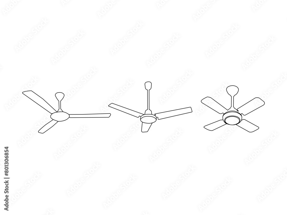 Set of ceiling fan icons. Ceiling fan outline vector. Good use for ...