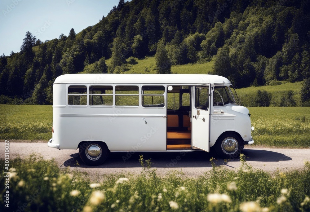 'bus white countryside road coach long stance intercity express highway ...