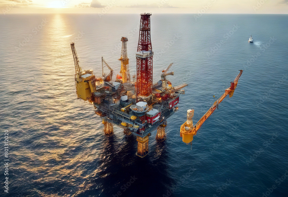 'view rig location time Aerial jack sunset drone offshore offshore ...