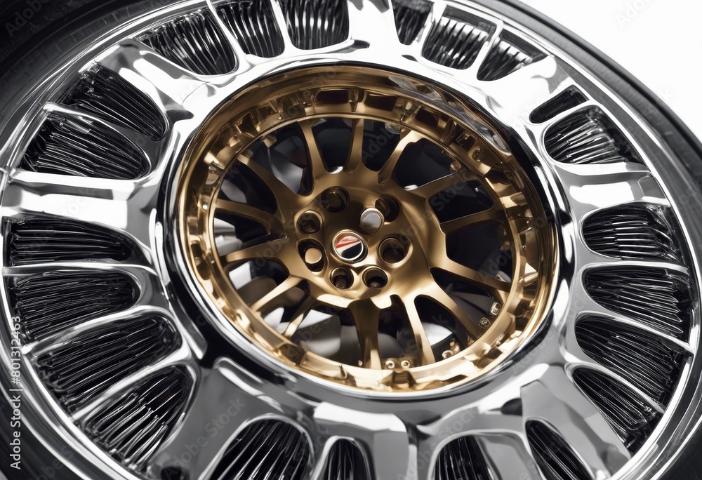 'new shiny wheel car white isolated alloy sc closeup 1 black rim ...