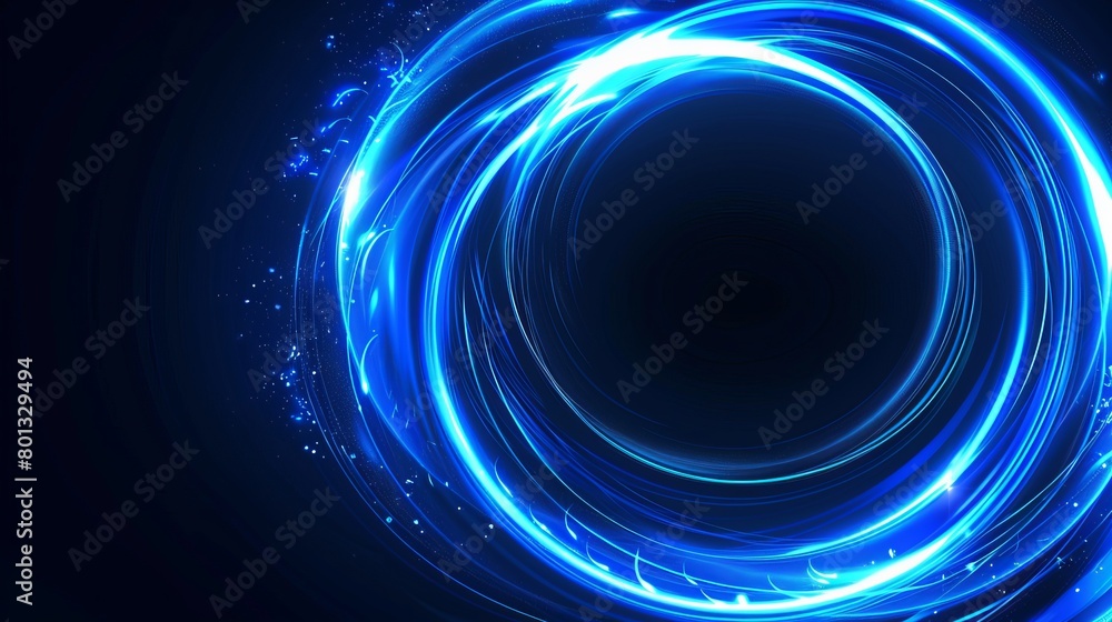 Swirl of neon. Blue line light effect with a curve. Luminous swirling ...