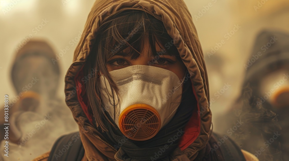 Health Impacts: A real photo portraying individuals wearing masks to ...