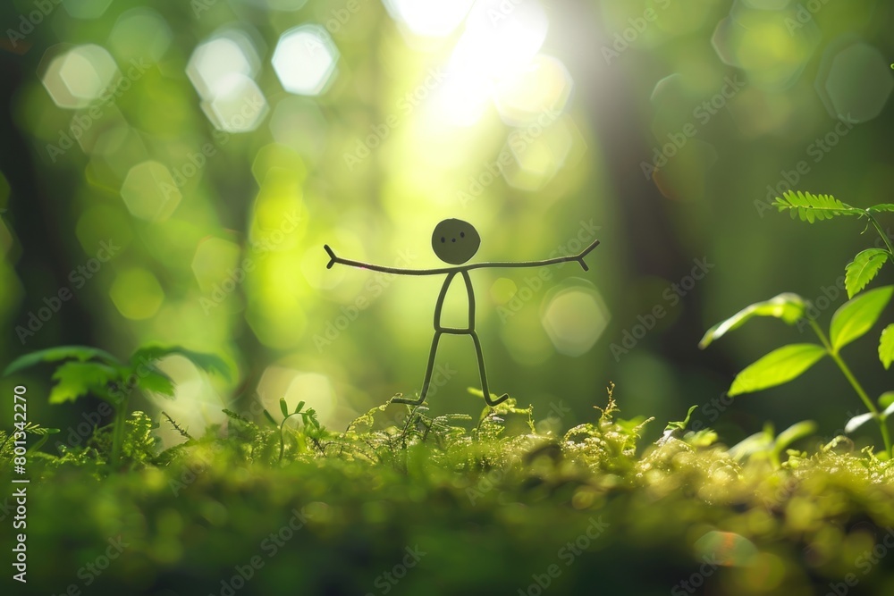 Tranquil Trek: A Stick Figure Exploring the Peaceful Enchantment of a ...