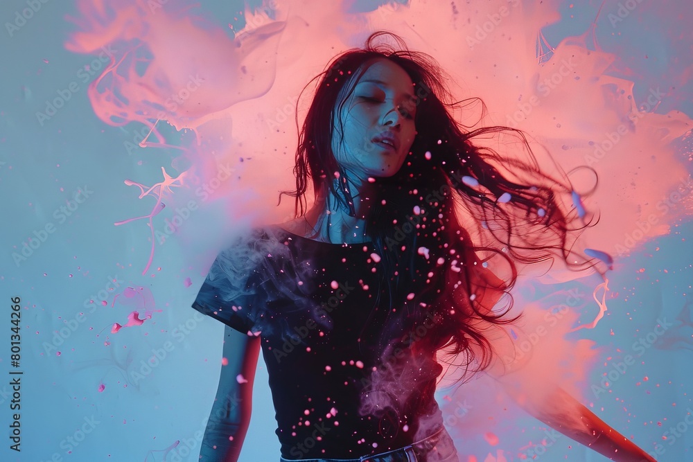 Visualize a real giant hologram, towering as tall as a building ...