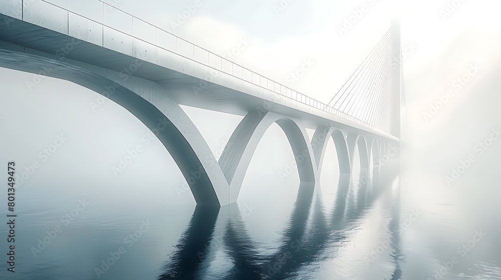 Visualize a bridge design in an abstract form, where light gray ...