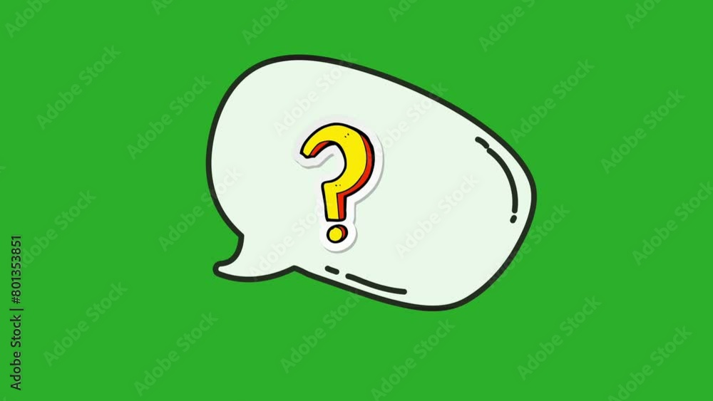 Animated symbol chat bubble with question mark on greenscreen. Vector ...