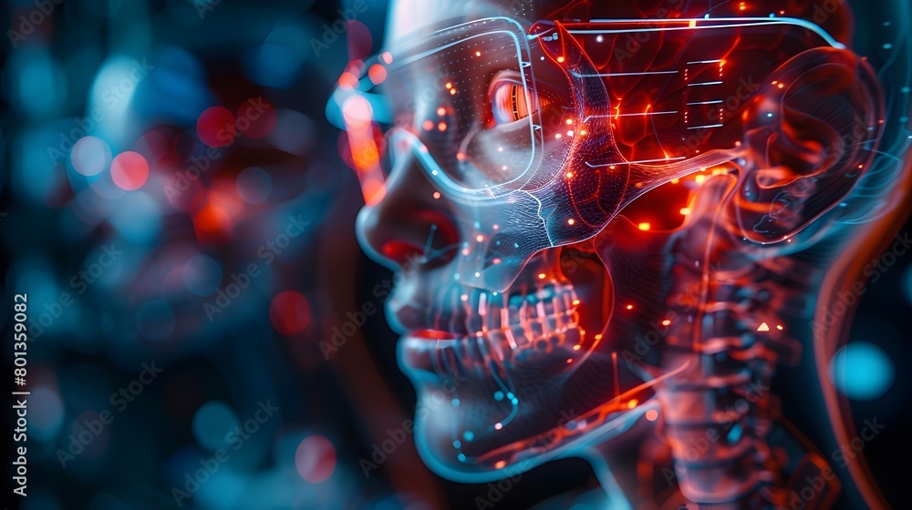 Transparent Digital Holographic Skull X Ray with Advanced Medical ...