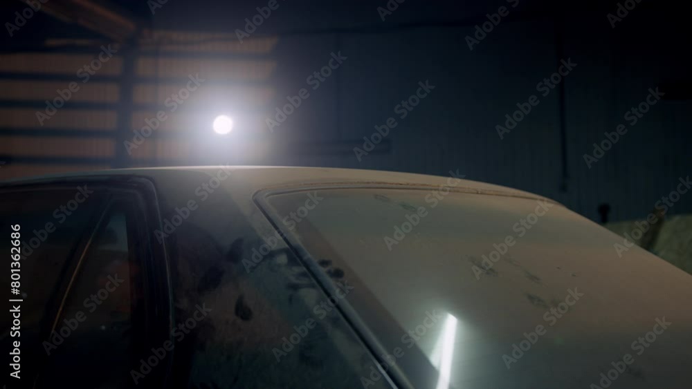look at the rear end of a classic car covered in dust, left untouched ...