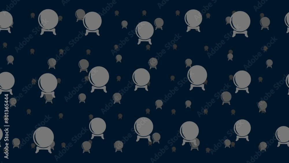 Spirit ball symbols float horizontally from left to right. Parallax fly ...