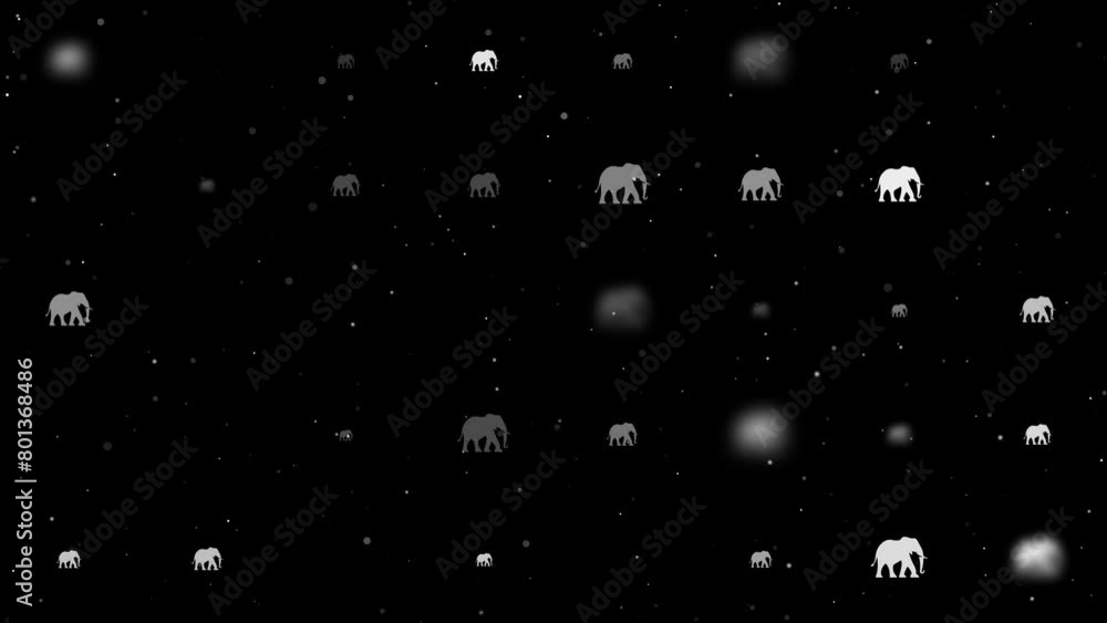 Template animation of evenly spaced elephants of different sizes and ...