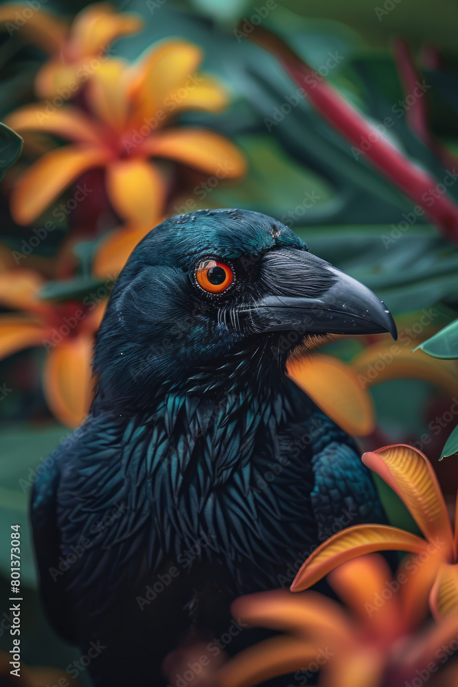 An illustration of a Hawaiian crow, or â€˜AlalÄ , in a conservation ...