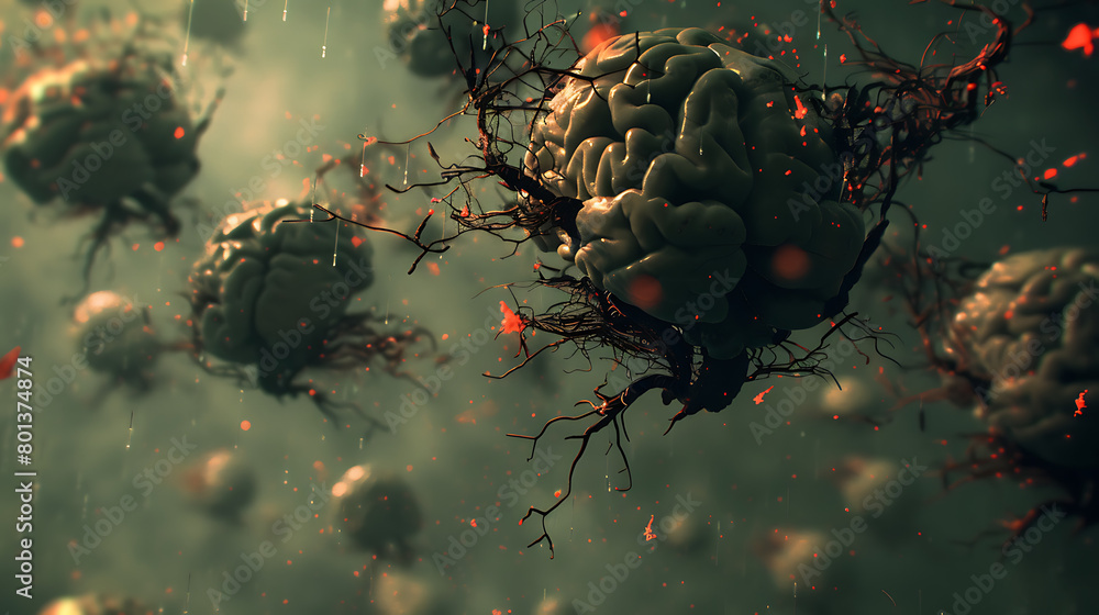 Imaginary image Brain and blood vessels floating Showing the no limits ...