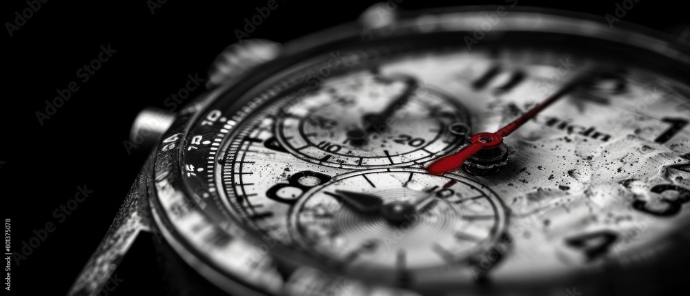 A plain, uncluttered stopwatch face, highlighting the precision and ...