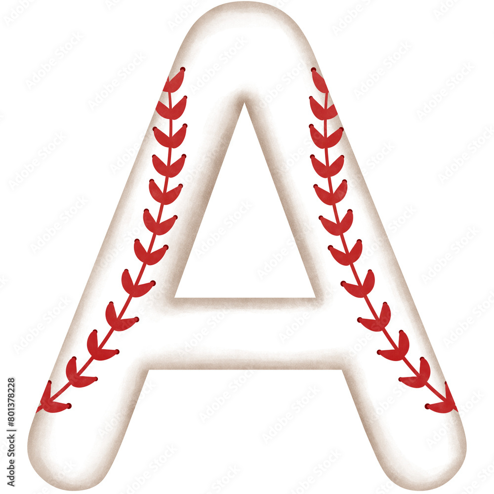 Watercolor baseball alphabet letter A clipart illustration. Stock ...