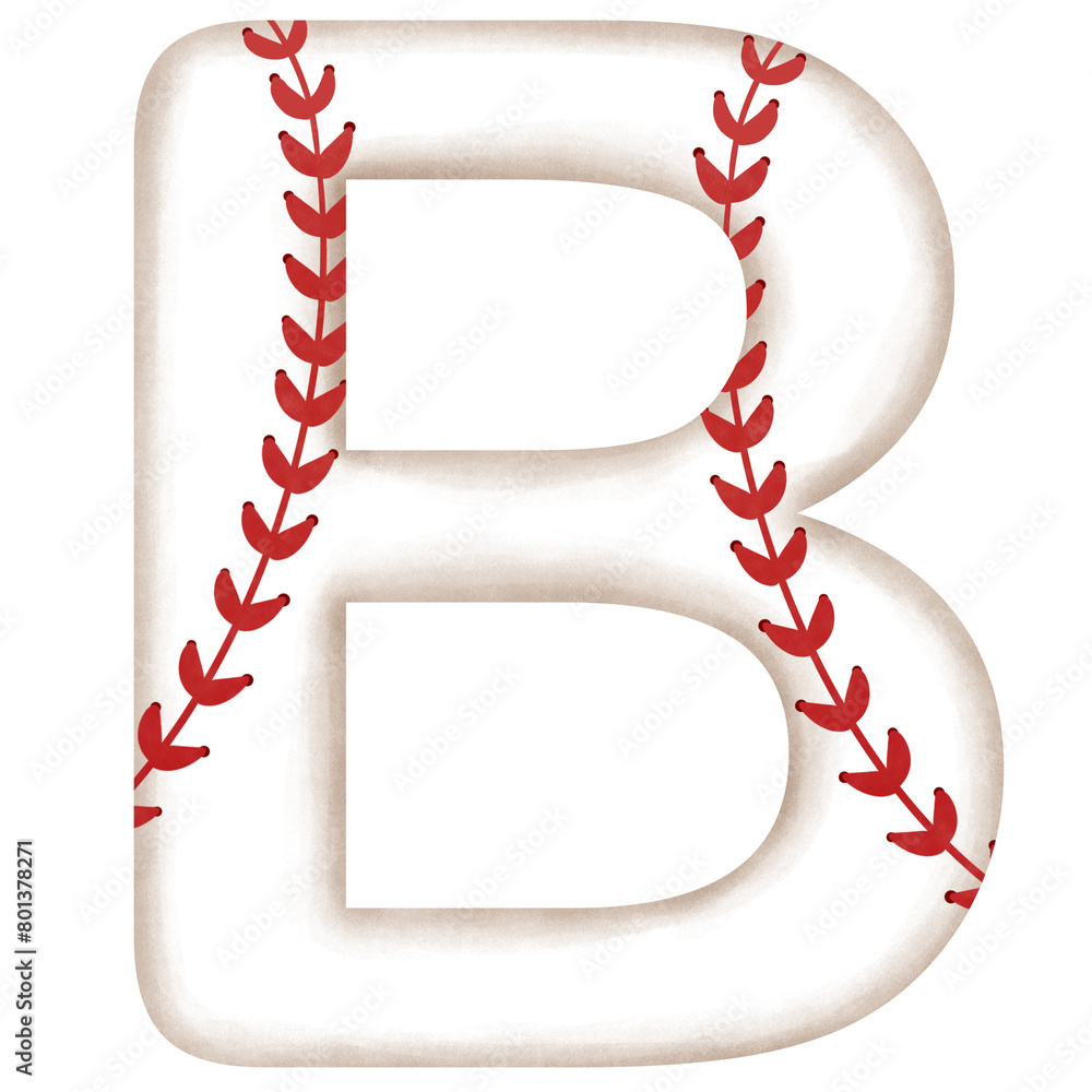 Watercolor baseball alphabet letter B clipart illustration. Stock ...