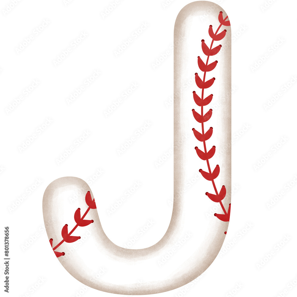 Watercolor baseball alphabet letter J clipart illustration. Stock ...