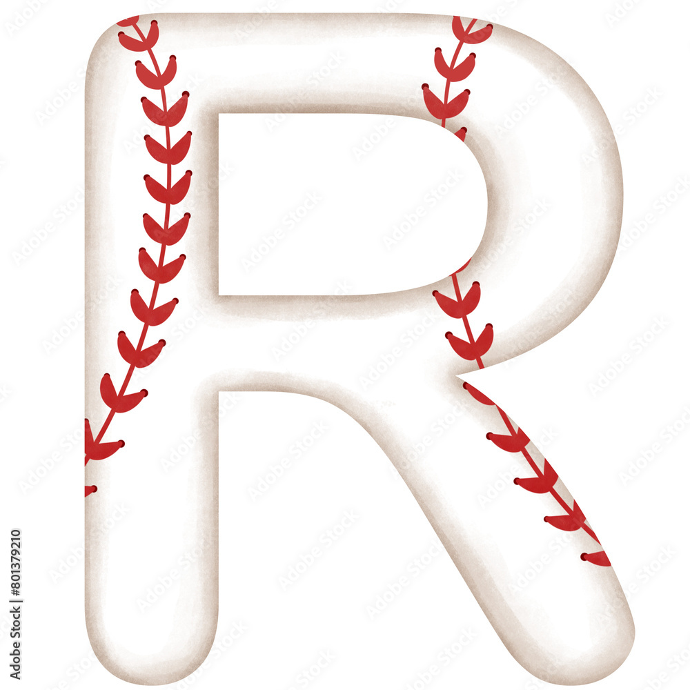 Watercolor baseball alphabet letter R clipart illustration. Stock ...
