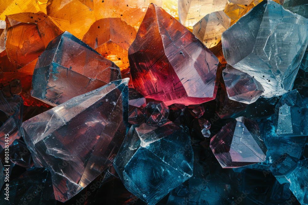 An abstract art piece featuring a collage of glass shards that mimic ...