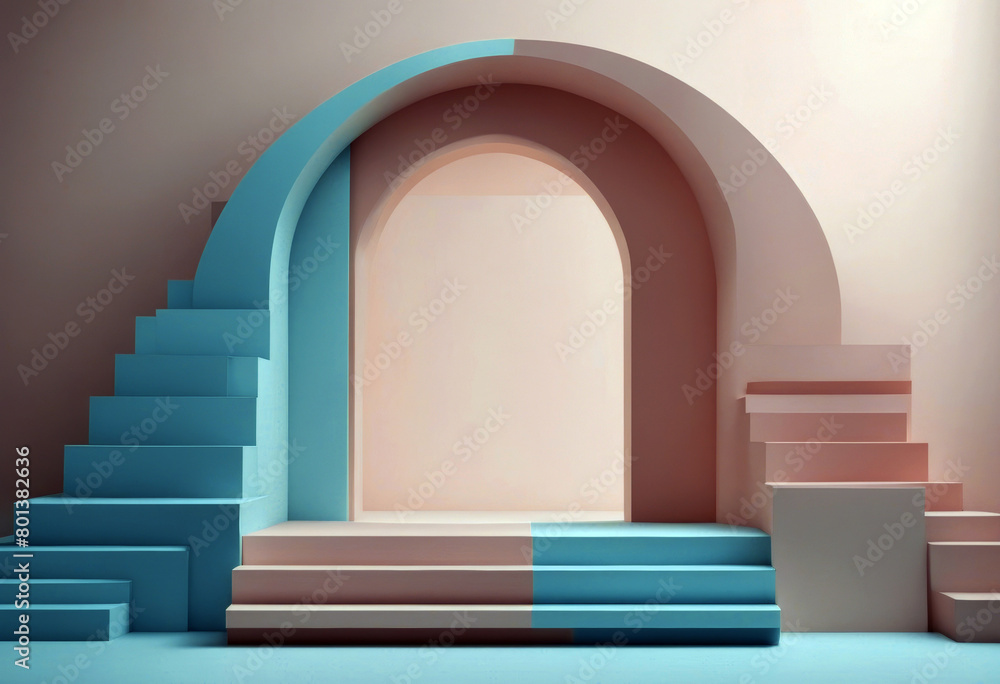 'primitive 3d template background minimalistic arch splay deco shapes ...