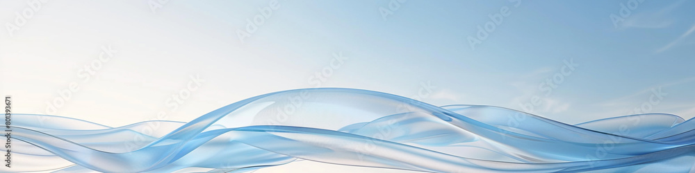A serene wave of sky blue, merging seamlessly into a transparent glass ...