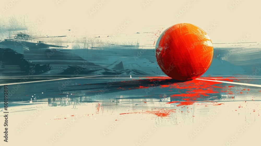 Minimalist 2D illustration for a ping-pong championship poster, with ...