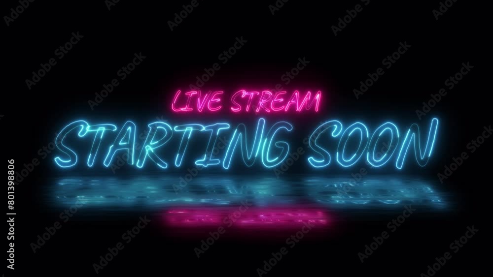 Stream starting soon neon text animation suitable for video live ...