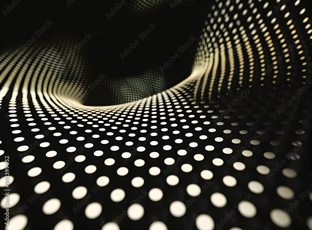 A black background with white dots of varying sizes in a portal pattern ...