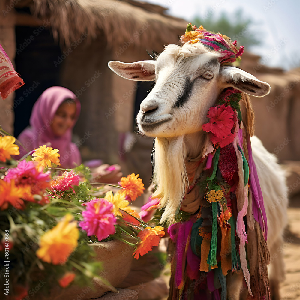 a traditional village setting where families joyfully decorate their ...