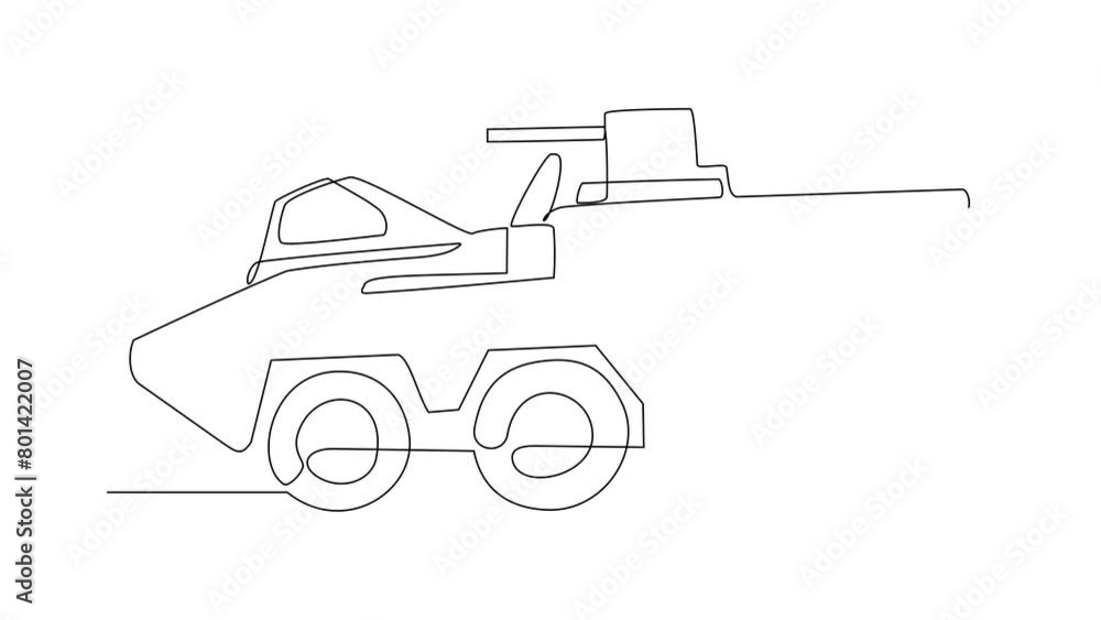 Animated self drawing of Military vehicle video illustration. Military ...