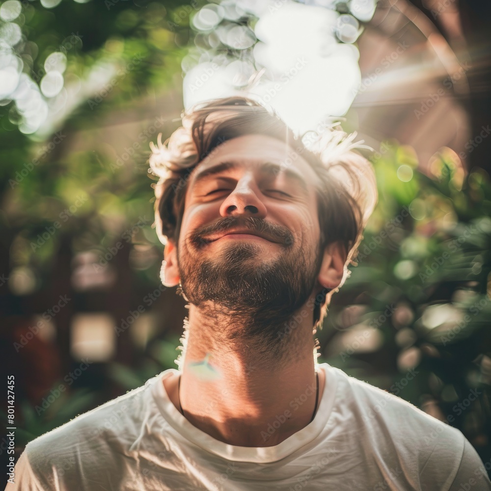 Embracing Peace: A Moment of Relief Captured in a Deep Breath and a ...