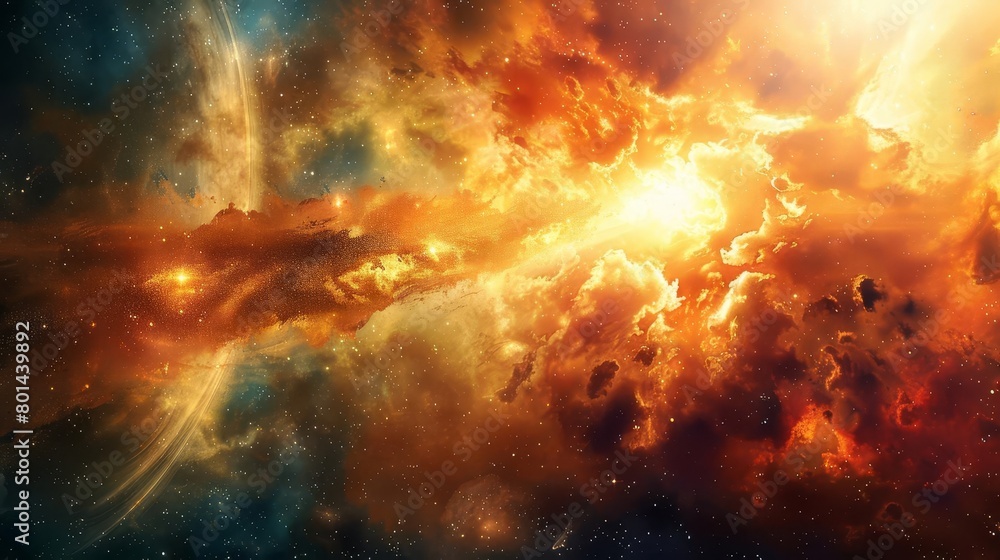 fiery cosmic explosion depicting gods creation of the heavens and earth ...