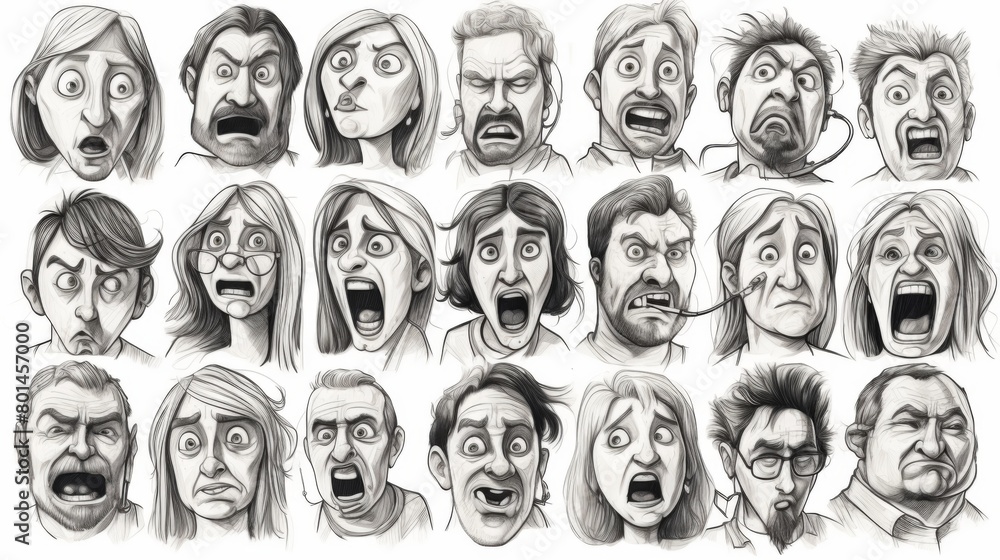 big collection of various people s facial emotion expression, happy ...